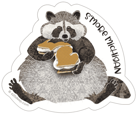 S'more MI Raccoon sticker – Applecore General Store